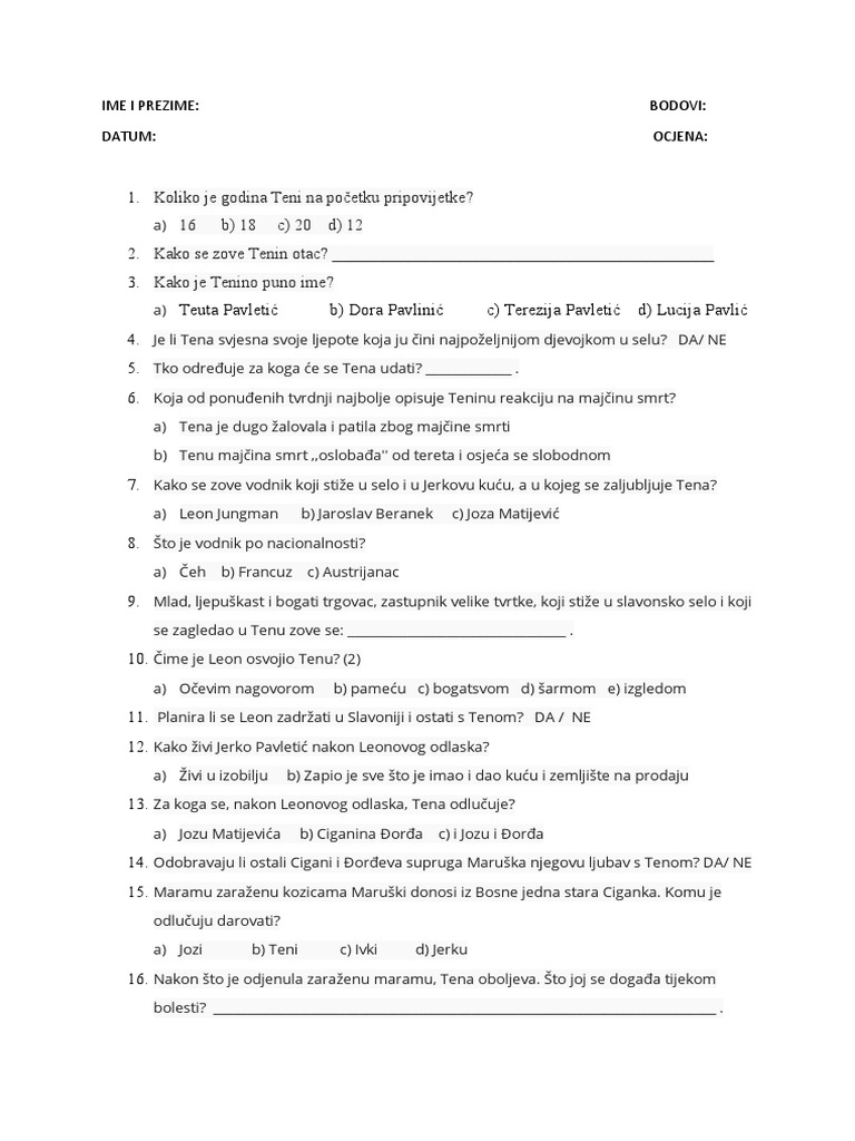 J. Kozarac, Tena - Ispit | PDF