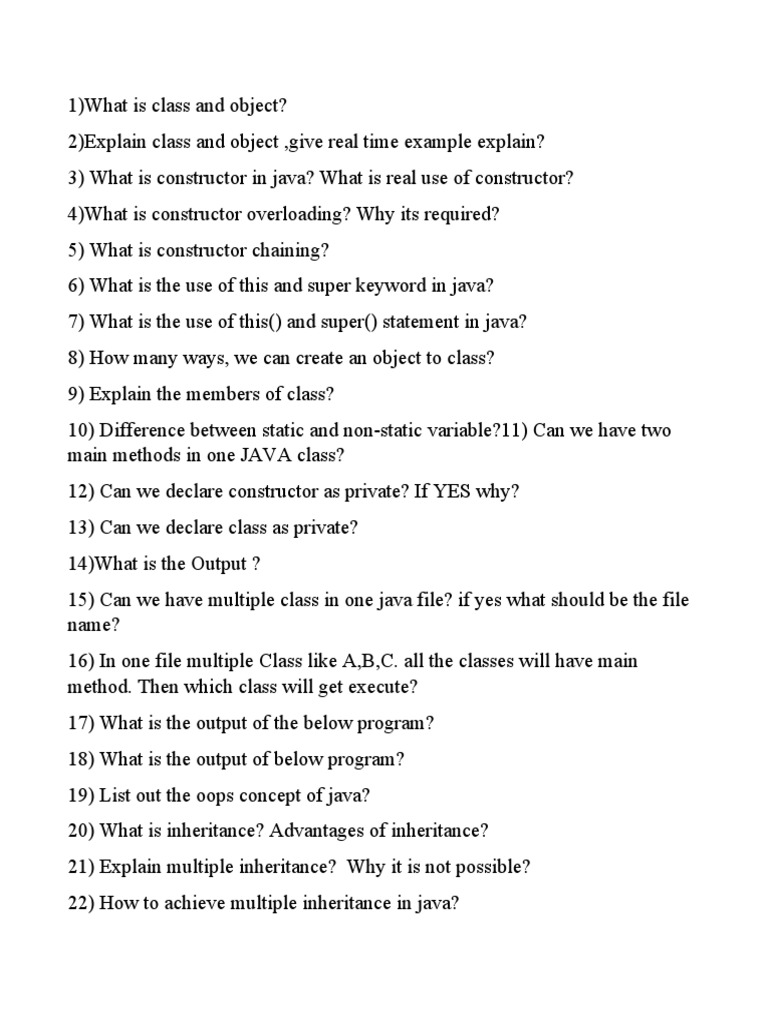 Java Important Questions | PDF