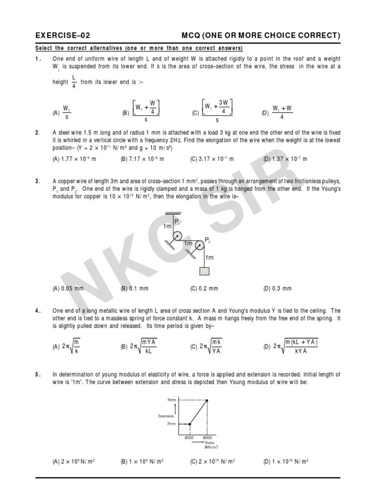 NK C SI R: Exercise-02 MCQ (One or More Choice Correct) | PDF