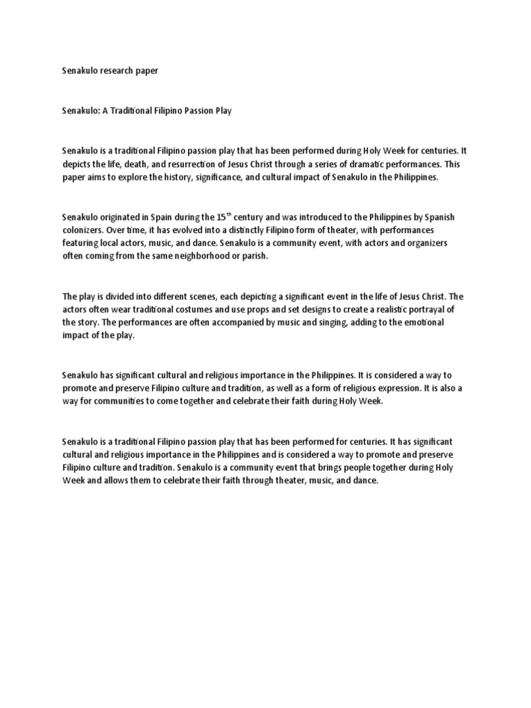 Senakulo Research Paper | PDF | Art | Classics