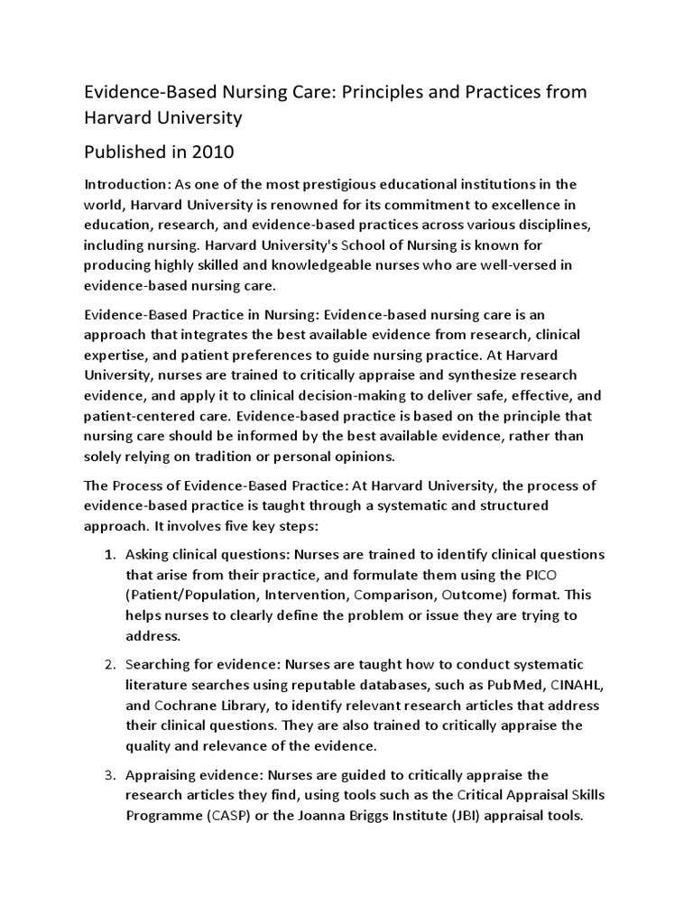 Nursing at Harvard UNY 2 | PDF | Evidence Based Medicine | Nursing