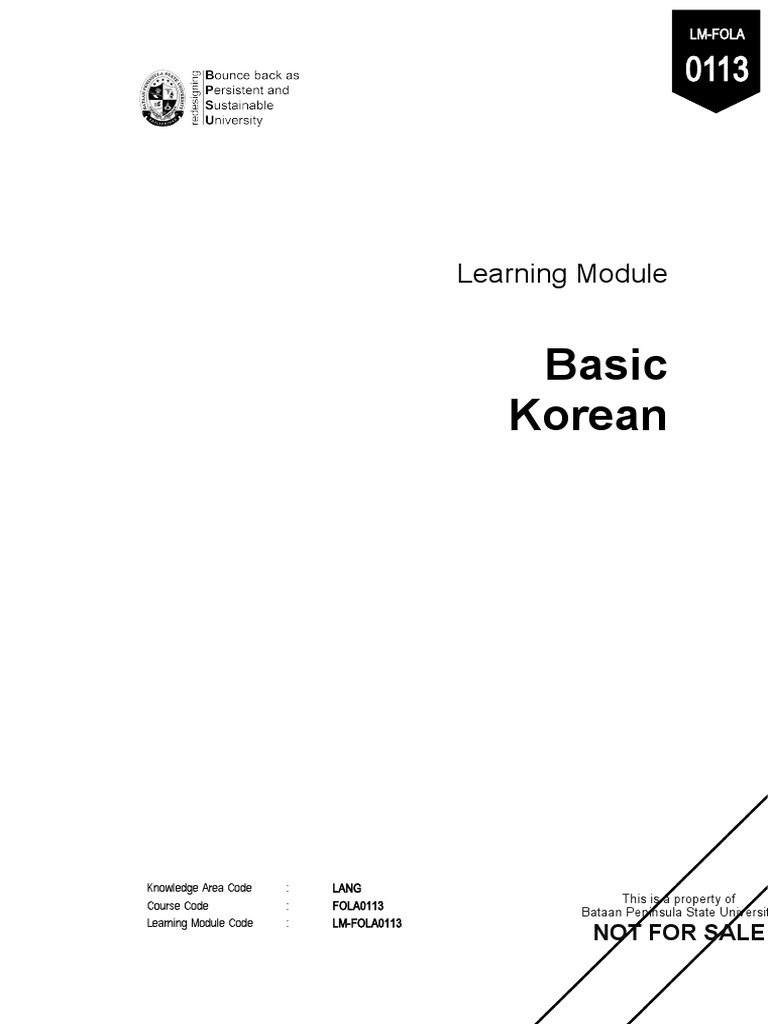 Basic Korean: Learning Module | PDF | Korean Language | World Politics