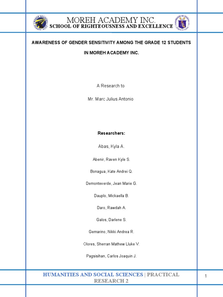 Research Template - HUMSS | PDF | Gender Studies | Gender
