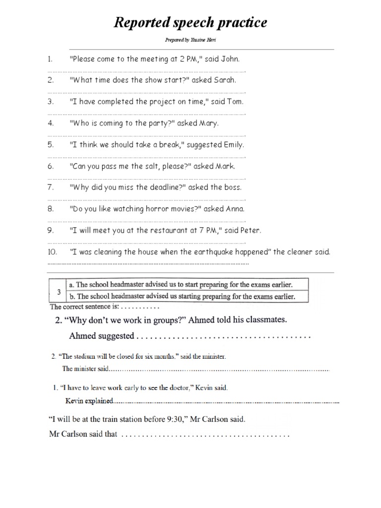 Reported Speech Practice | PDF