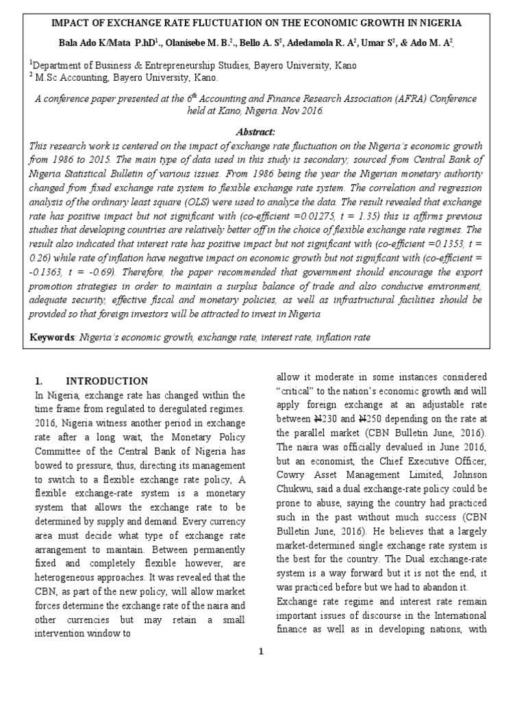 CONFERENCEPAPER6 TH AFRA | PDF | Exchange Rate | Inflation
