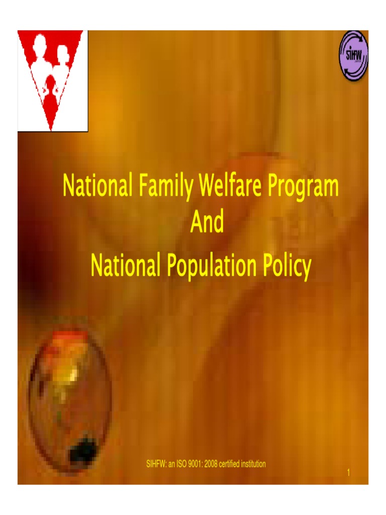 National Family Welfare Program and and National Population Policy ...