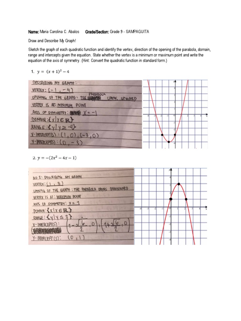 Mathematics 9 Learning Task Week 7 | PDF