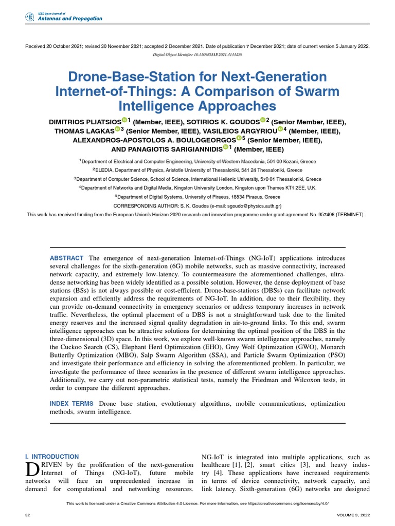 Drone-Base-Station For Next-Generation Internet-of-Things: A Comparison of Swarm Intelligence ...