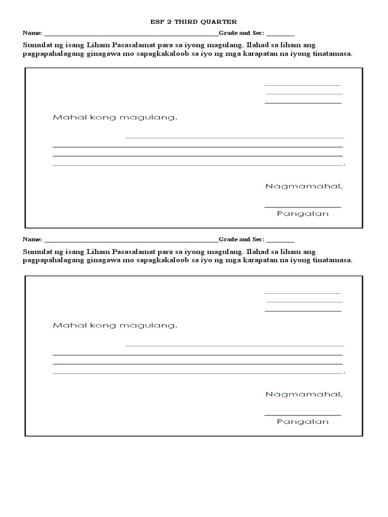 Esp 2 Third Quarter Name: - Grade and Sec | PDF