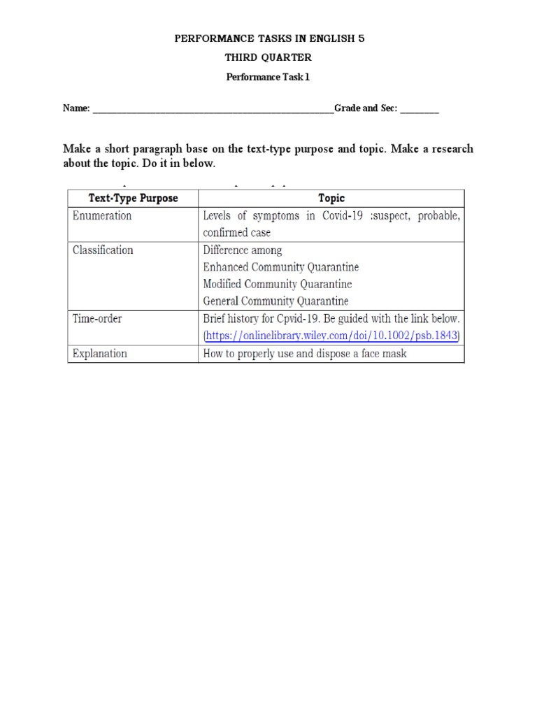 English 5 Performance Tasks Guide | PDF | Computers