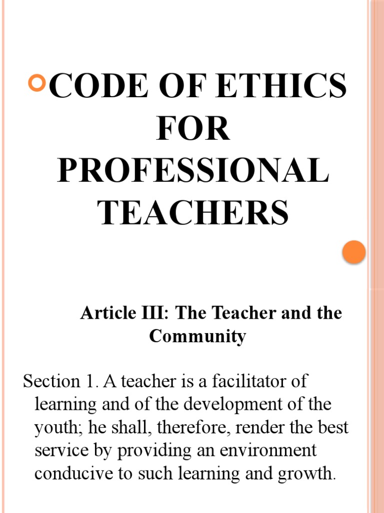 Code of Ethics For Professional Teachers | PDF
