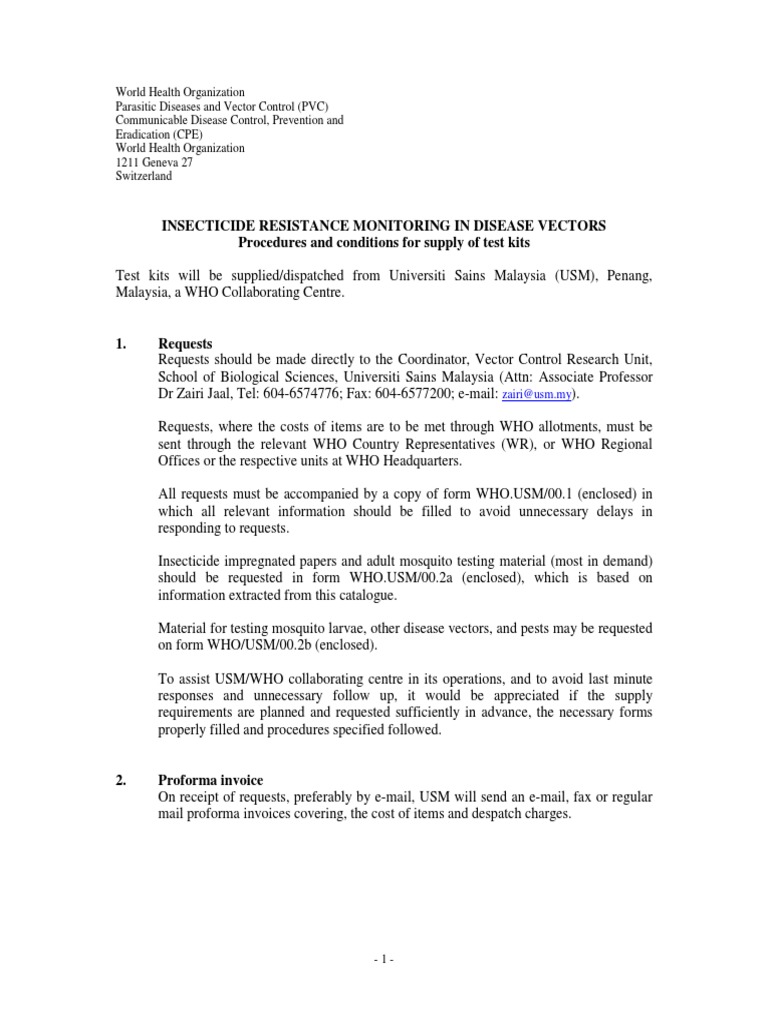 WHO Test Kit Catalogue and Requisition Form May2013 | PDF