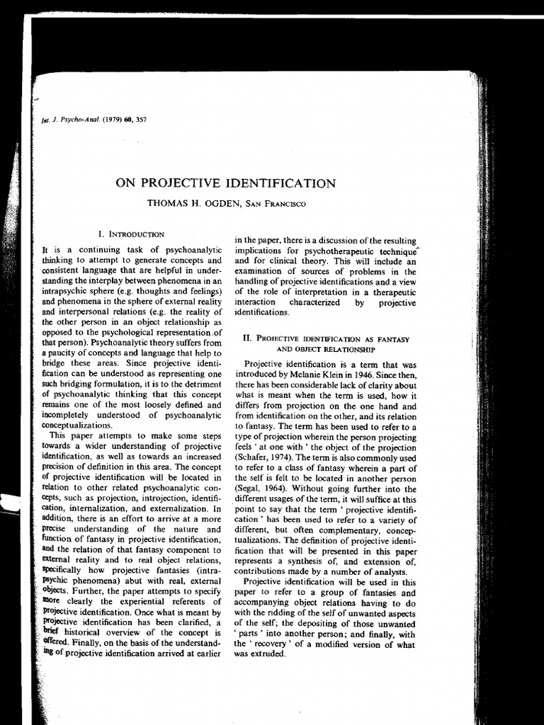 Ogden - On Projective Identification | PDF