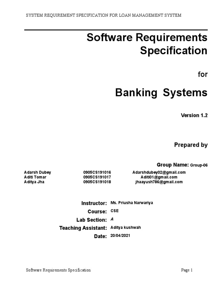 SRS Banking System PDF | PDF | Databases | Banks & Banking