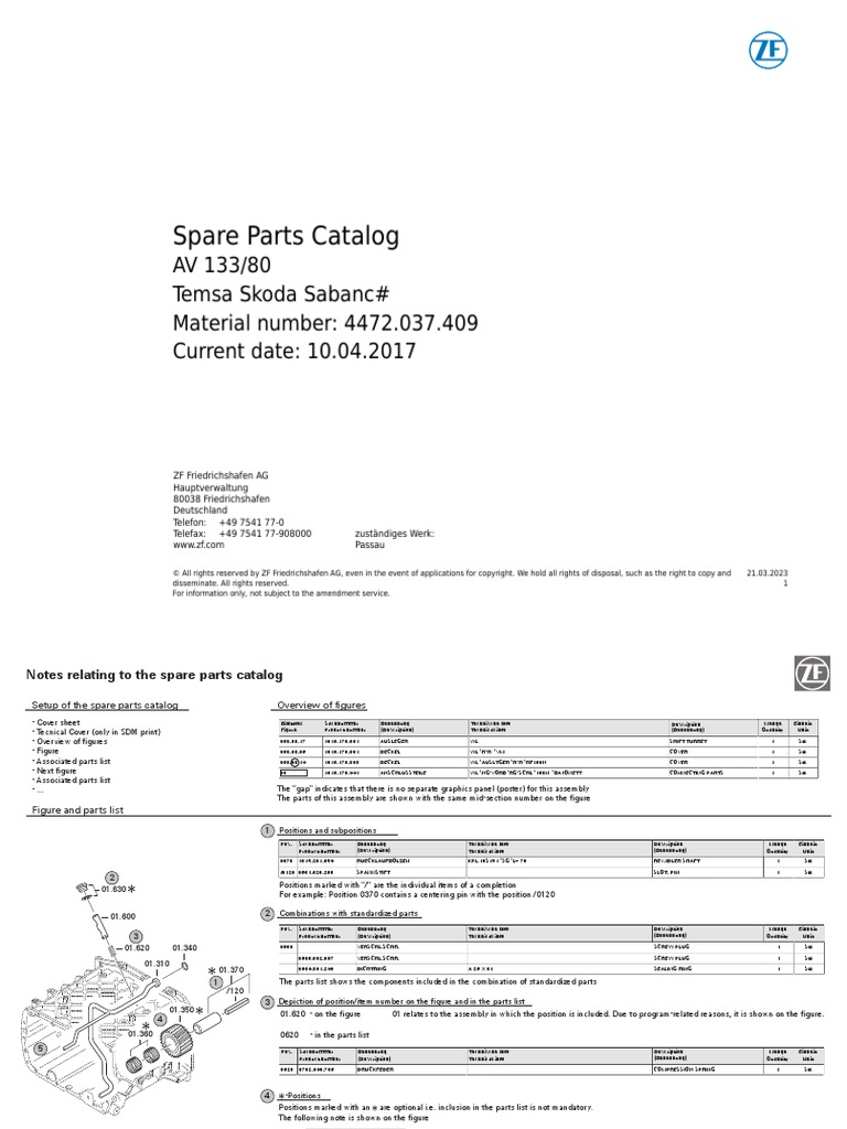 Spare Parts Catalog: AV 133/80 Temsa Skoda Sabanc# Material Number ...