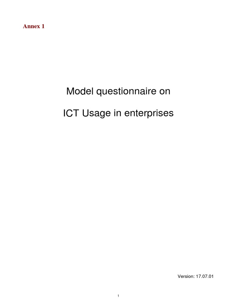 Model Questionnaire On ICT Usage in Enterprises: Annex 1 | Download ...