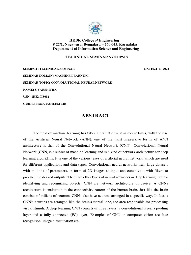 Technical Seminar Synopsis | PDF