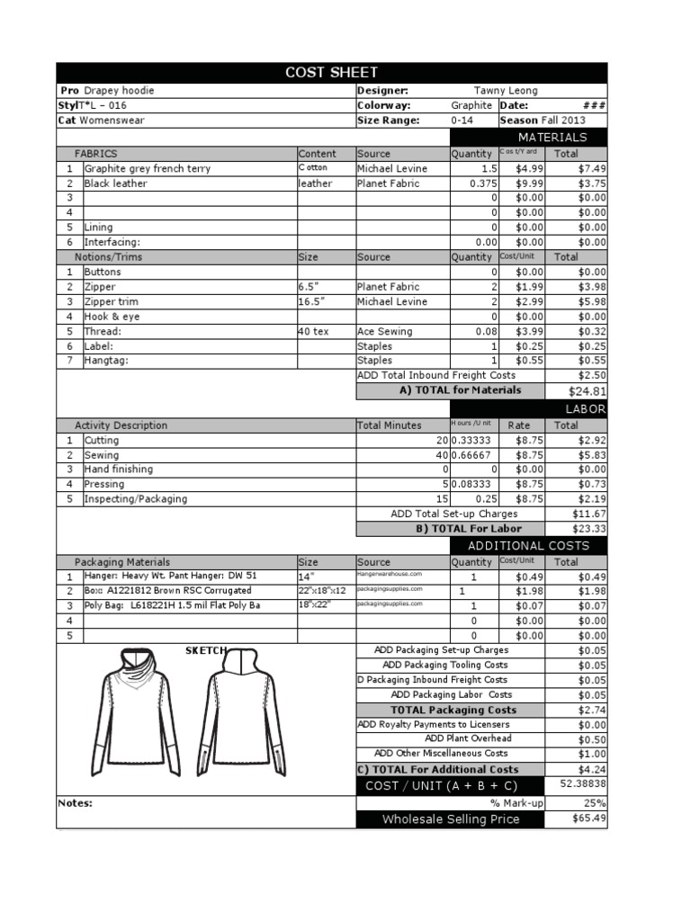 Hoodie Costing | PDF | Packaging And Labeling | Consumer Goods