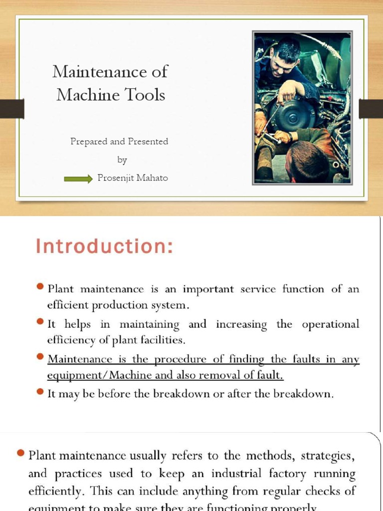 Maintenance of Machine Tools | PDF | Technology & Engineering