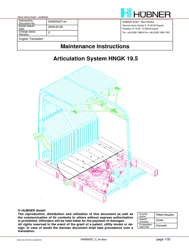 Maintenance Instructions Articulation System HNGK 19.5: 049200427-En ...