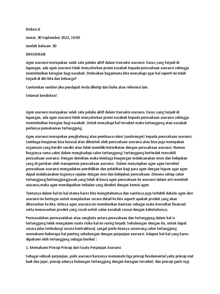 Diskusi 6 Menajemen Risiko | PDF