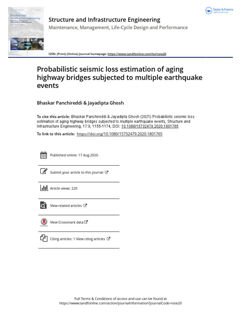 Probabilistic Seismic Loss Estimation of Aging Highway Bridges Subjected To Multiple Earthquake ...