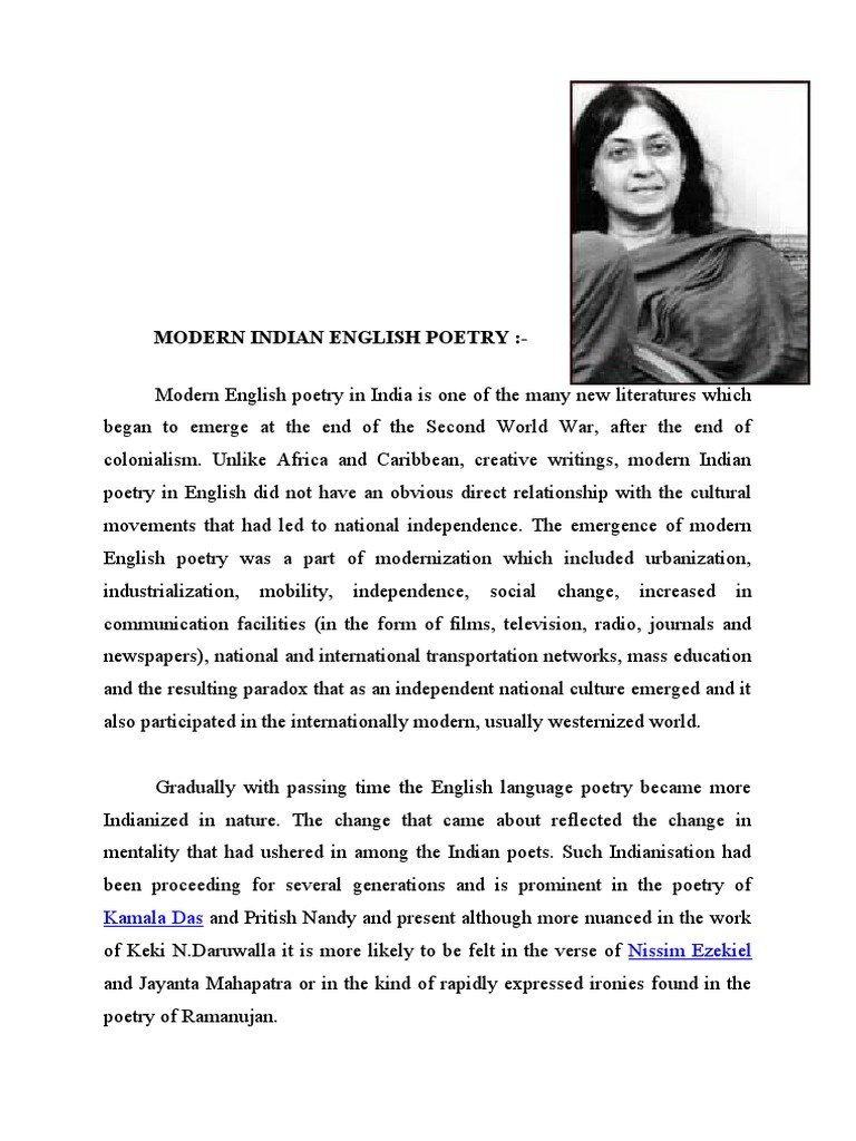 Modern Indian English Poetry Overview | PDF | Classics