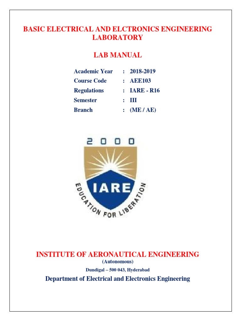 Iare - Beee Lab Manual 2018-19 | PDF