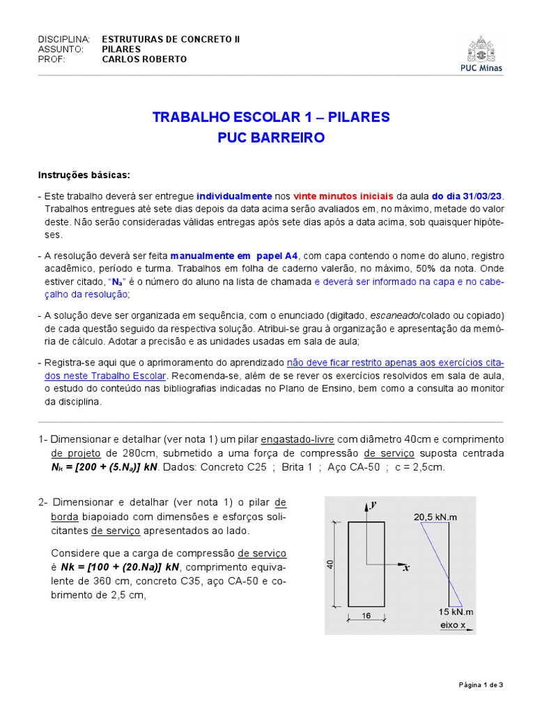 EC II-PBR - 231 - TE 1 - Pilares - R6 | PDF