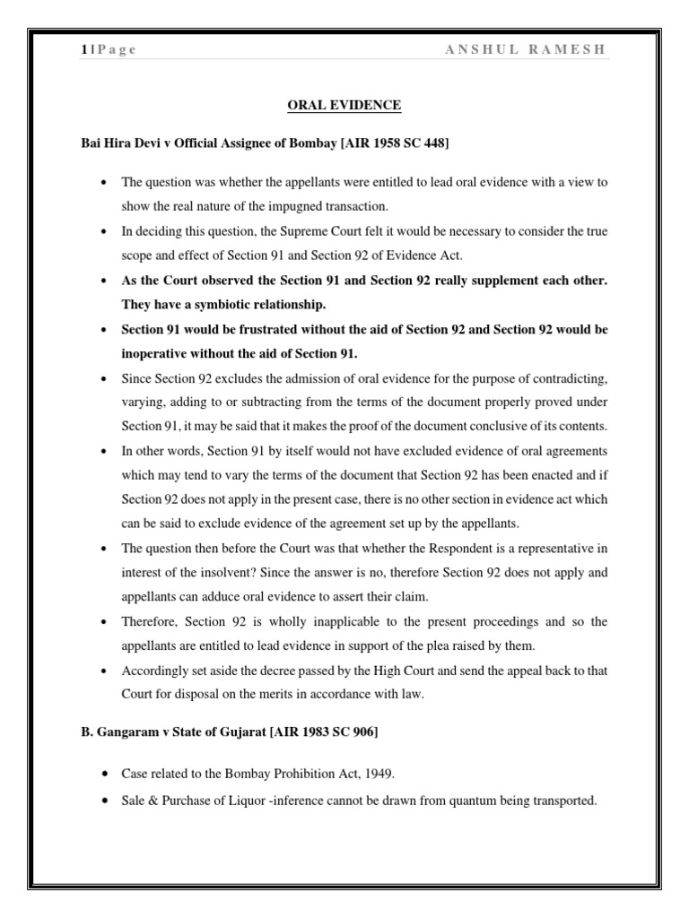 Oral & Documentary Evidence - Anshul | PDF | Evidence (Law) | Justice