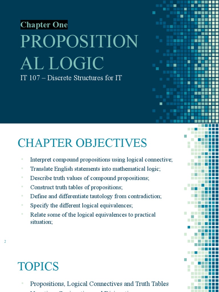 Chapter 1 Propositional Logic Part 1 | PDF