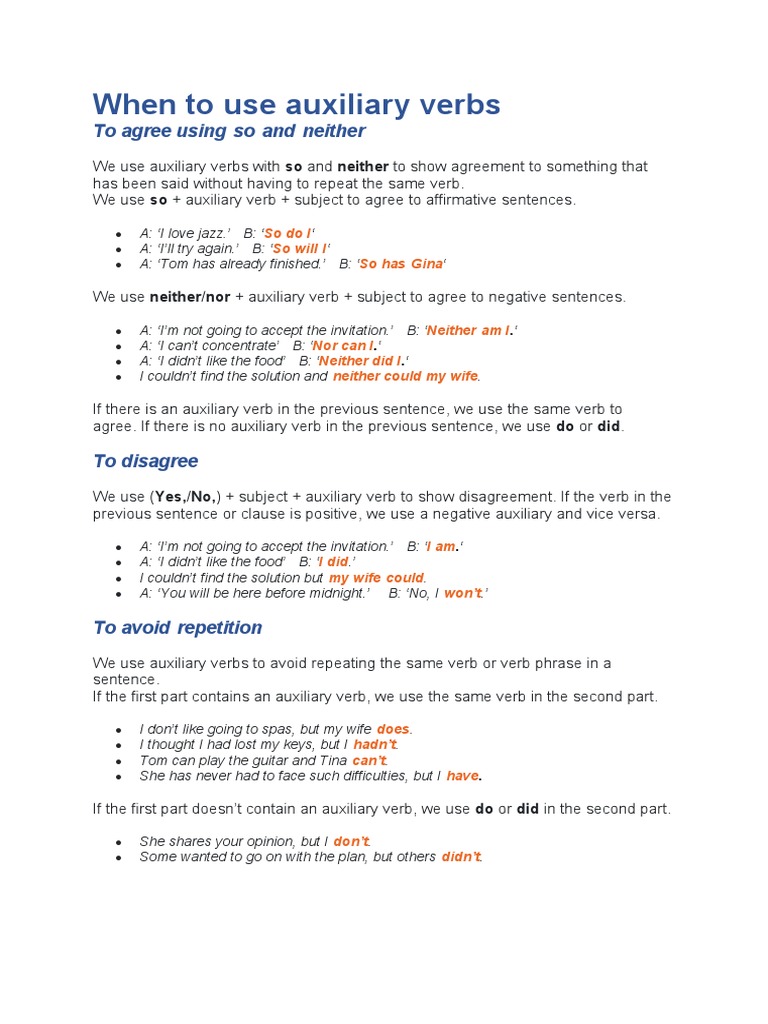 When To Use AUXILIARY VERBS - ENGLISH TEST | PDF