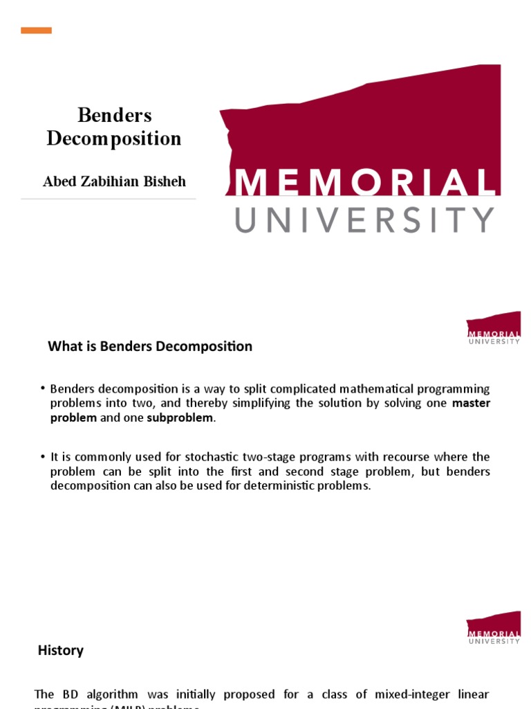 Benders Decomposition: Abed Zabihian Bisheh | PDF | Linear Programming | Mathematical Optimization