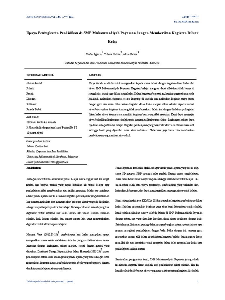 Artikel KKN-Dik 2023 | PDF | Karier & Perkembangan