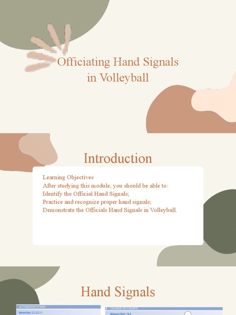 Officiating Hand Signals in Volleyball | PDF