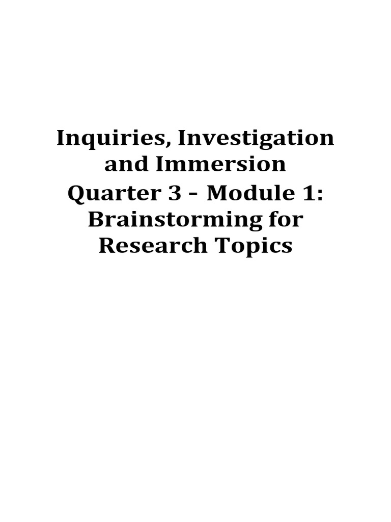 Brainstorming Research Topics Guide | PDF | Brainstorming | Inquiry