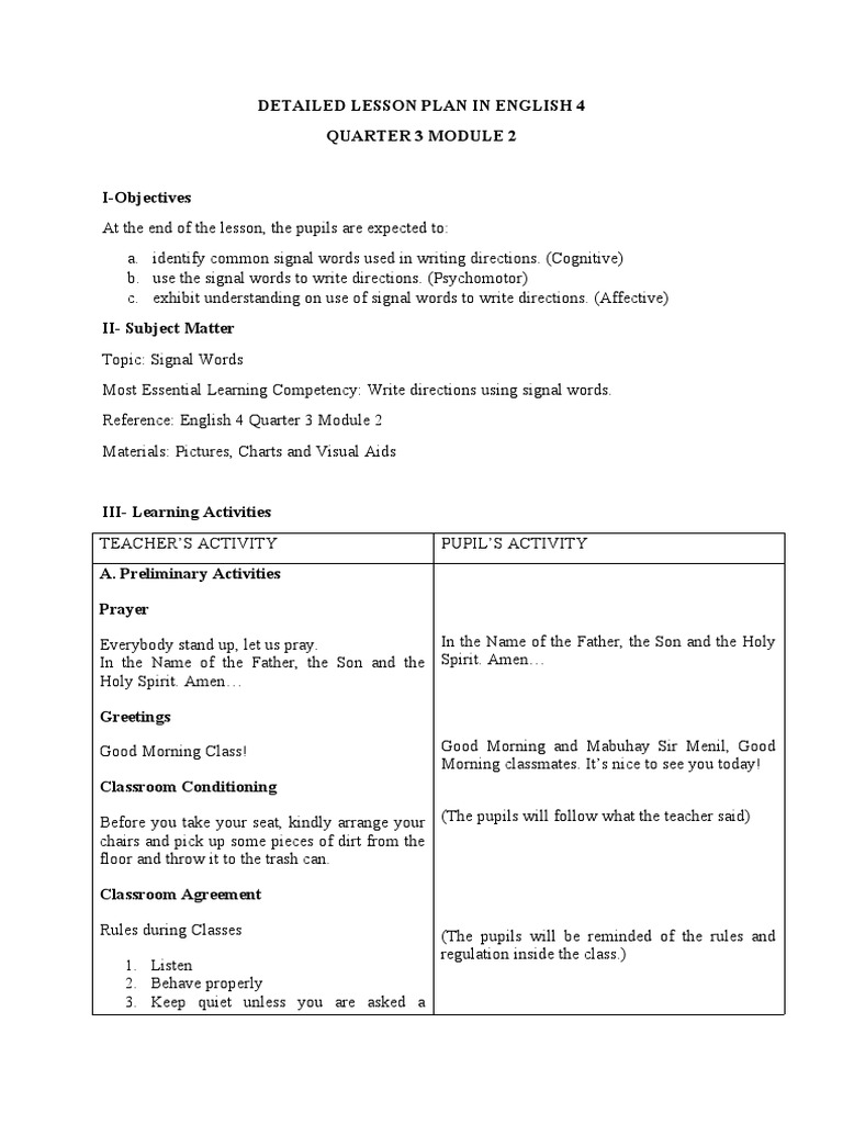 Detailed Lesson Plan in English 4 Q3 W2 Melc Based | PDF | Books | Teachers