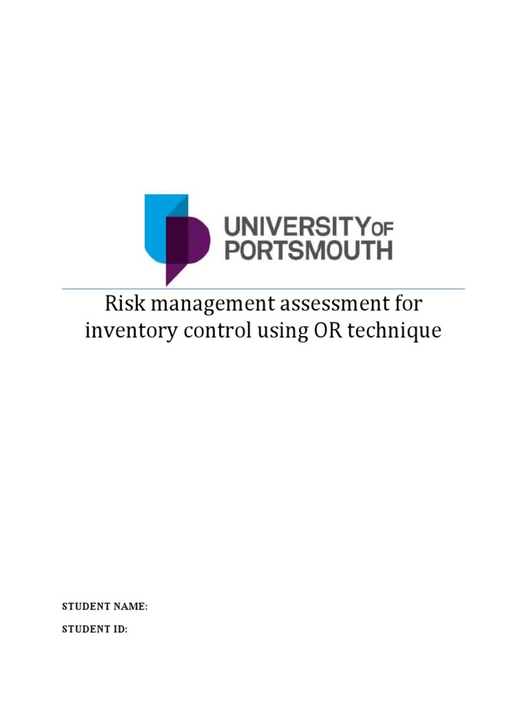 Risk Management Assessment For Inventory Control Using OR Technique | PDF