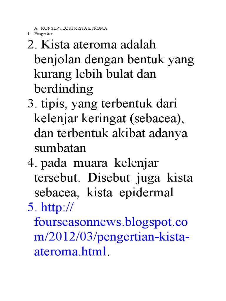 Teori dan Gejala Kista Ateroma | PDF
