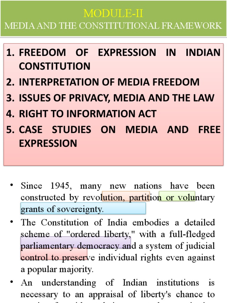 Module-Ii: Media and The Constitutional Framework | PDF