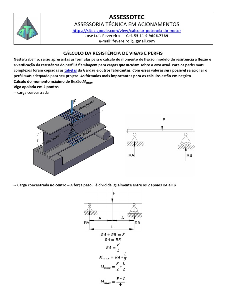 Perfis Industriais Cálculo e Seleção | PDF | Flambagem | Flexão (Física)