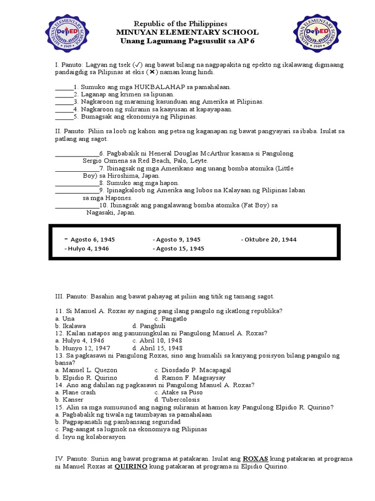 3rdQ 1stsummative AP | PDF