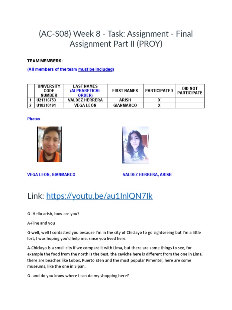 Final Assignment Part II (PROY) - Week 8 Task in Chiclayo, Peru | PDF