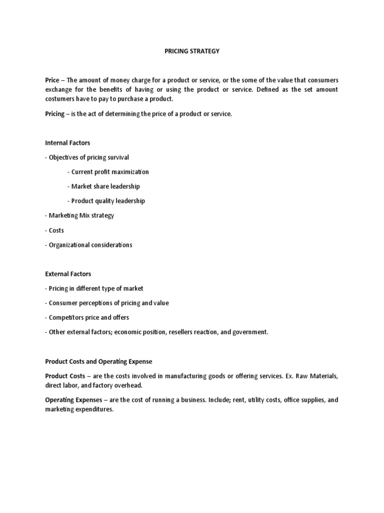 Pricing Strategy Reviewer | PDF