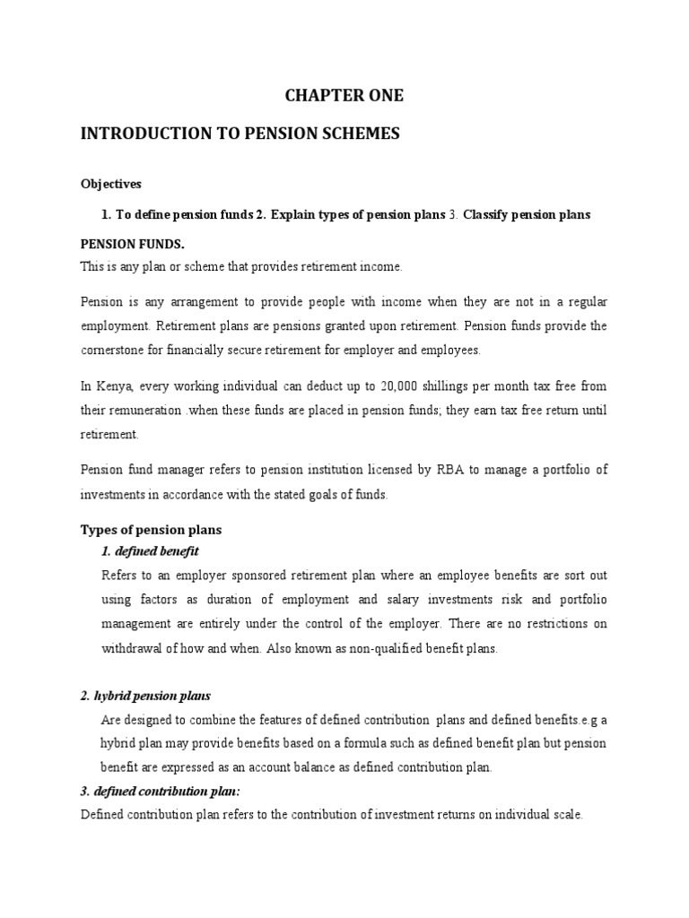 Pension Chap 1 Introduction | PDF