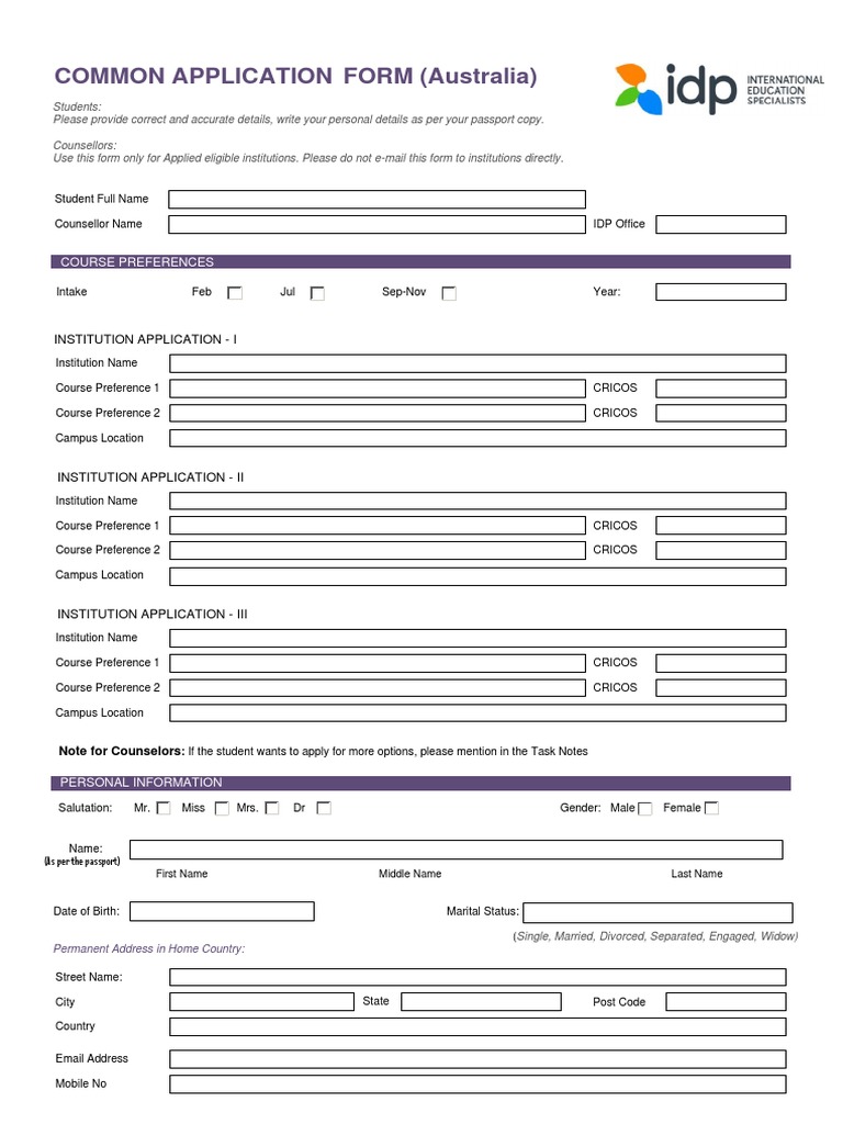 Common Application Form | PDF | Test Of English As A Foreign Language