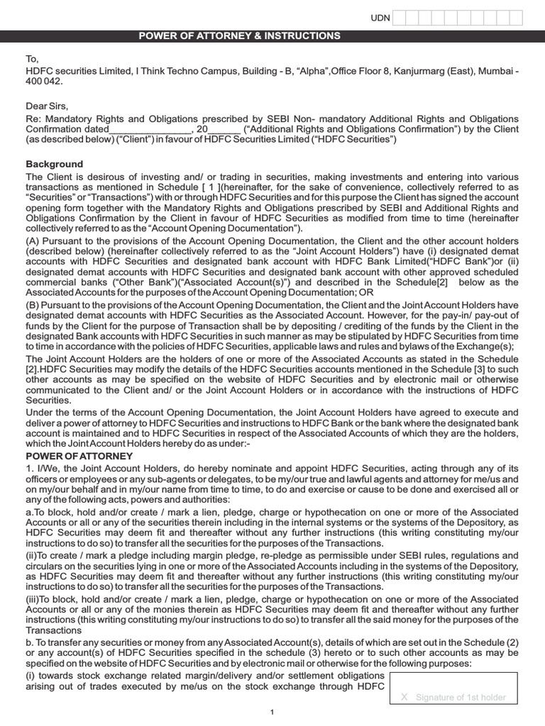 Power of Attorney & Instructions: Background | PDF | Securities ...