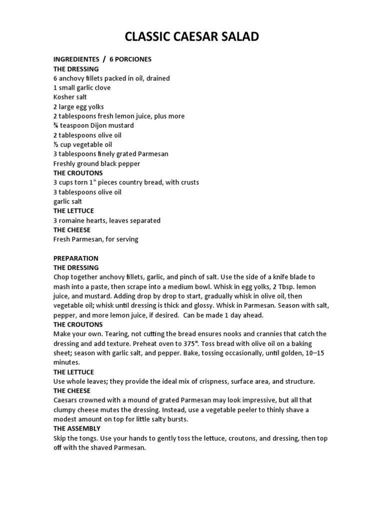 Classic Caesar Salad Pdf Home And Garden