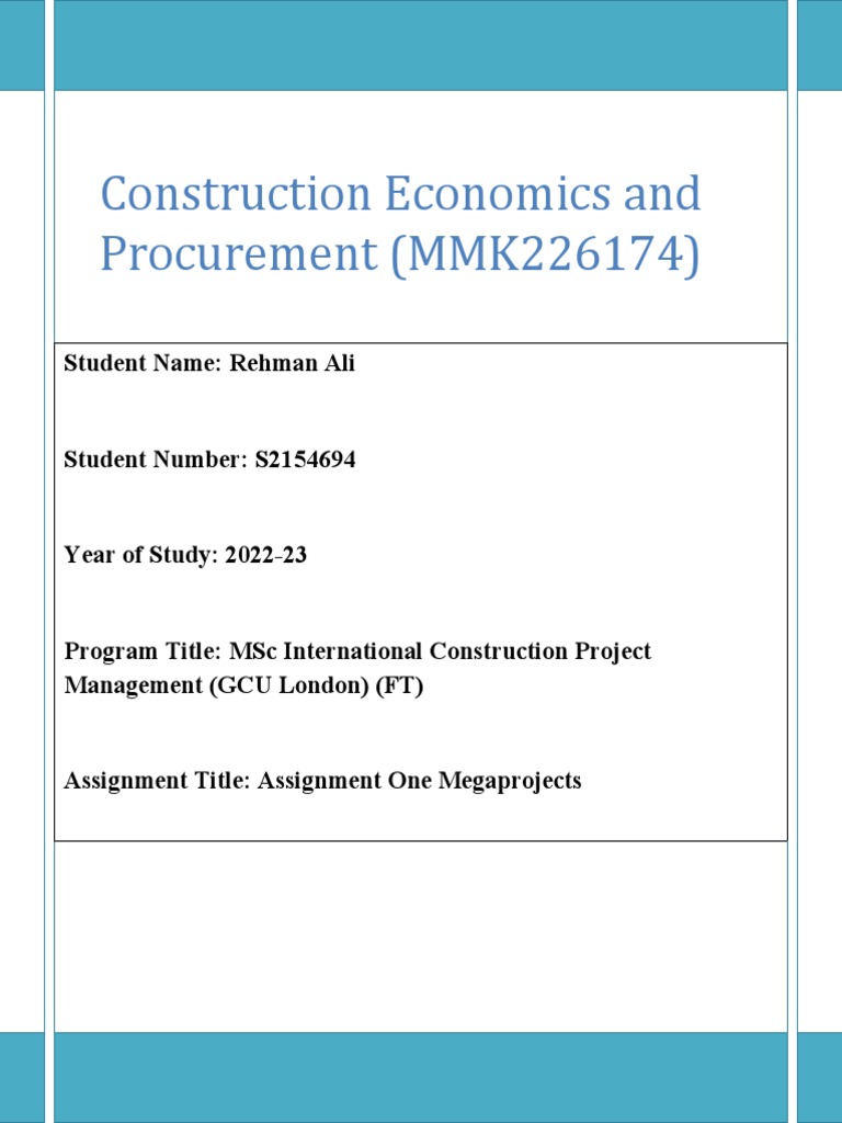 Construction Economics and Procurement (MMK226174) | PDF | Economic ...