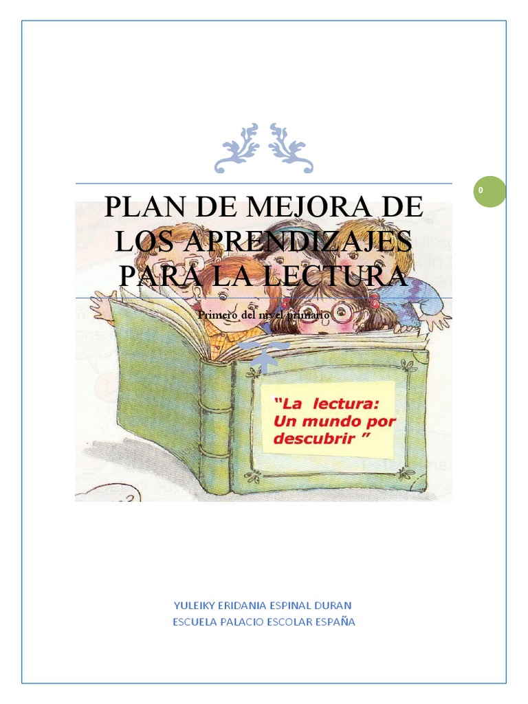 Plan de Mejora de Los Aprendizajes para La Lectura | PDF | Comprensión lectora | Aprendizaje